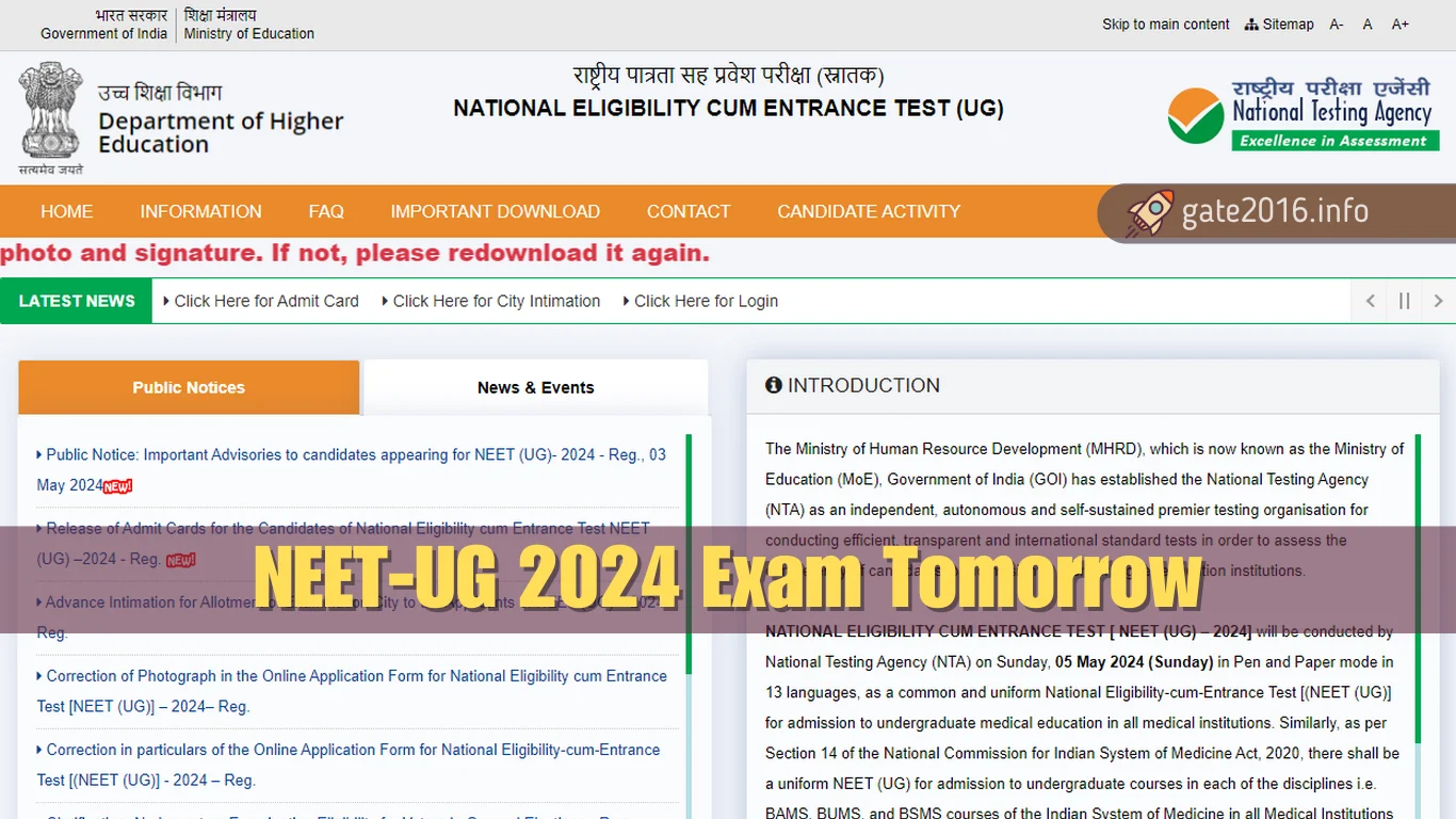 NEET-UG 2024: NTA to Conduct Undergraduate Medical Entrance Exam Tomorrow; Comprehensive ...